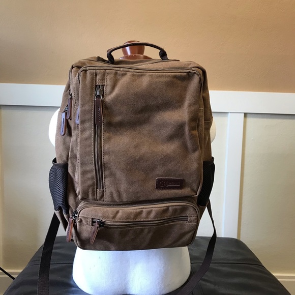 GK Eurosport | Bags | Eurosport Brown Unisex Canvas Backpack | Poshmark